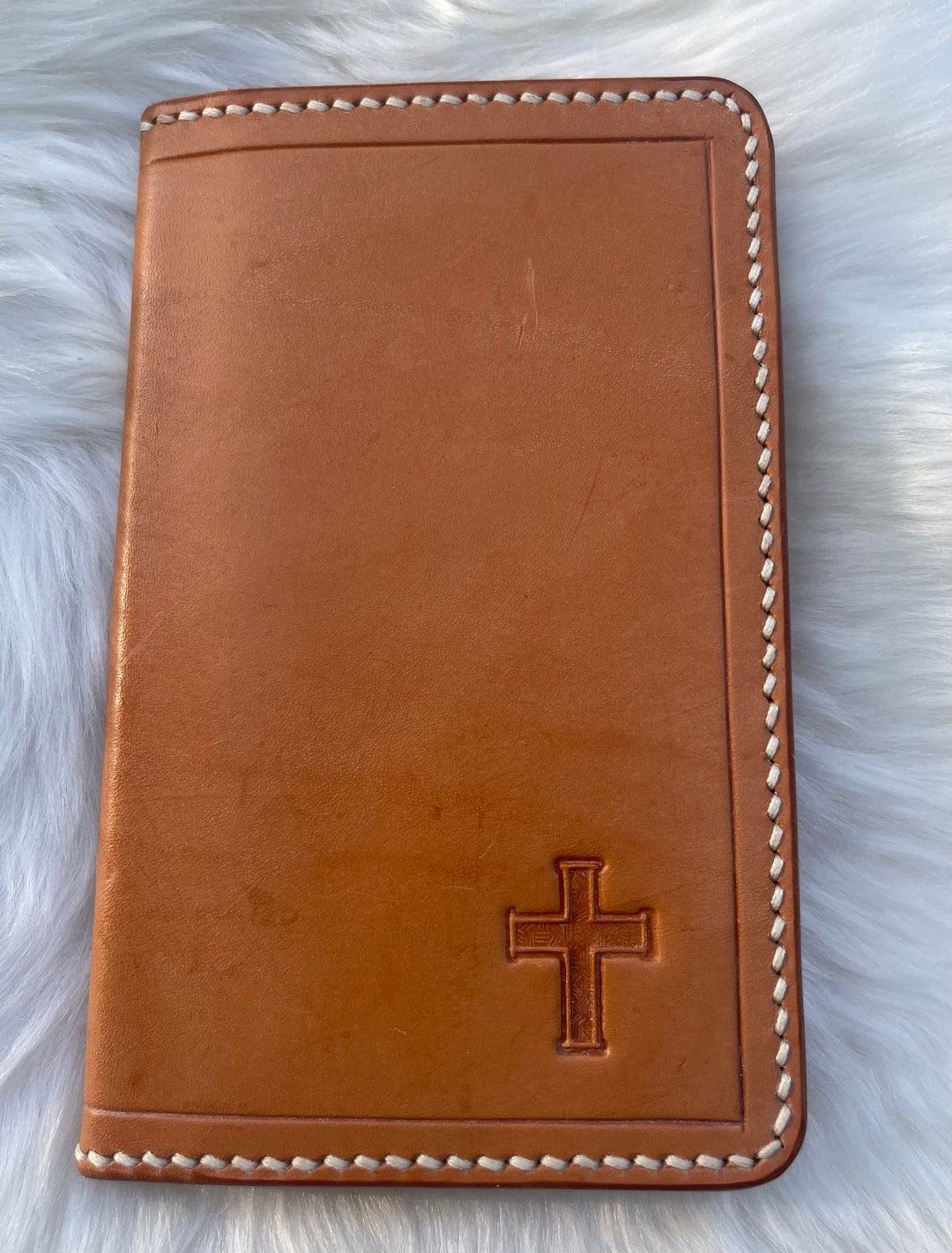 Leather Notebook Cover With Stamped Cross, Fieldnote Cover, Field Book ...