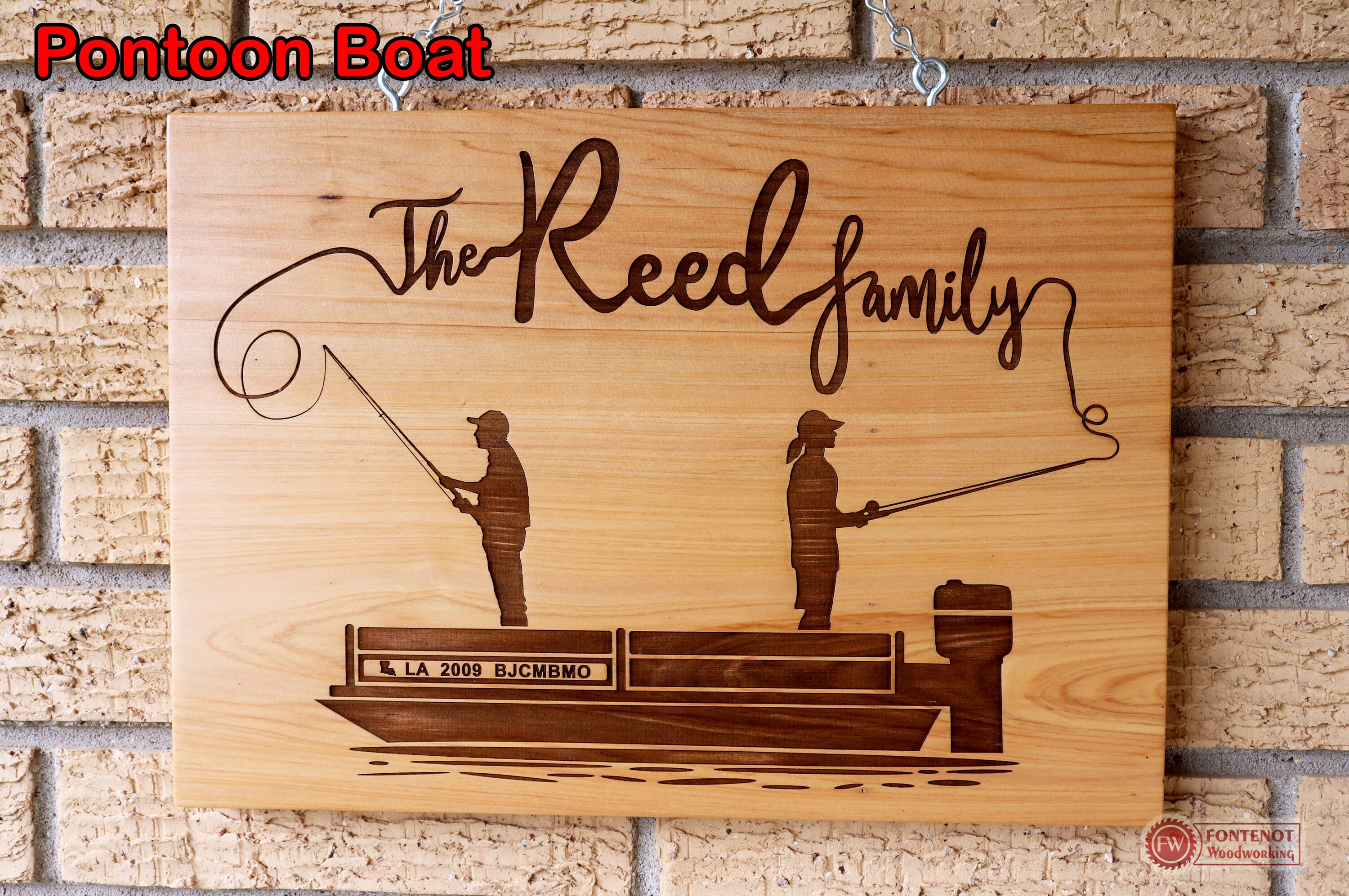 Personalized Cypress Wood Fishing Sign, Laser Engraved, Camping Sign ...
