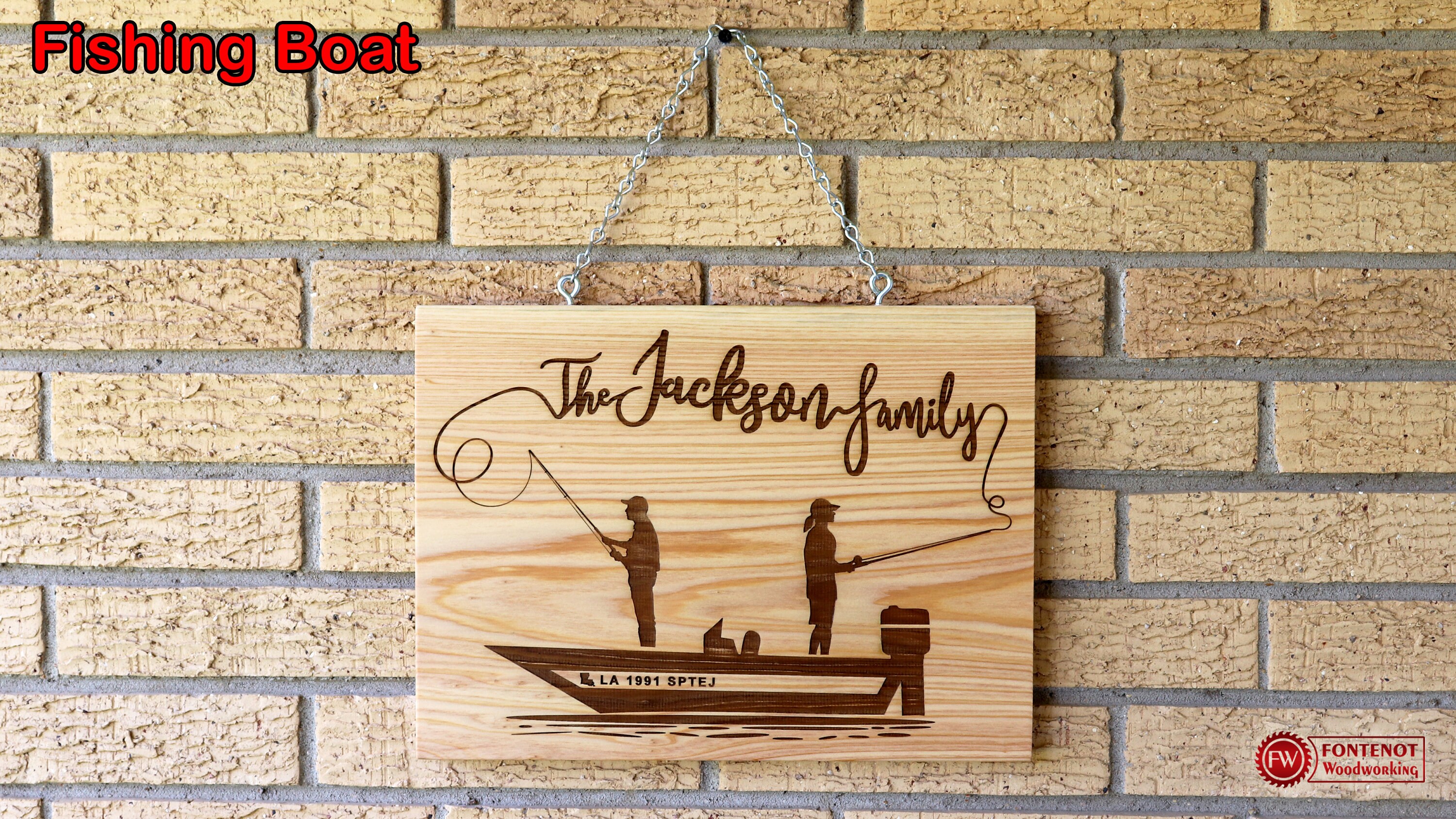 Personalized Cypress Wood Fishing Sign, Laser Engraved, Camping Sign ...