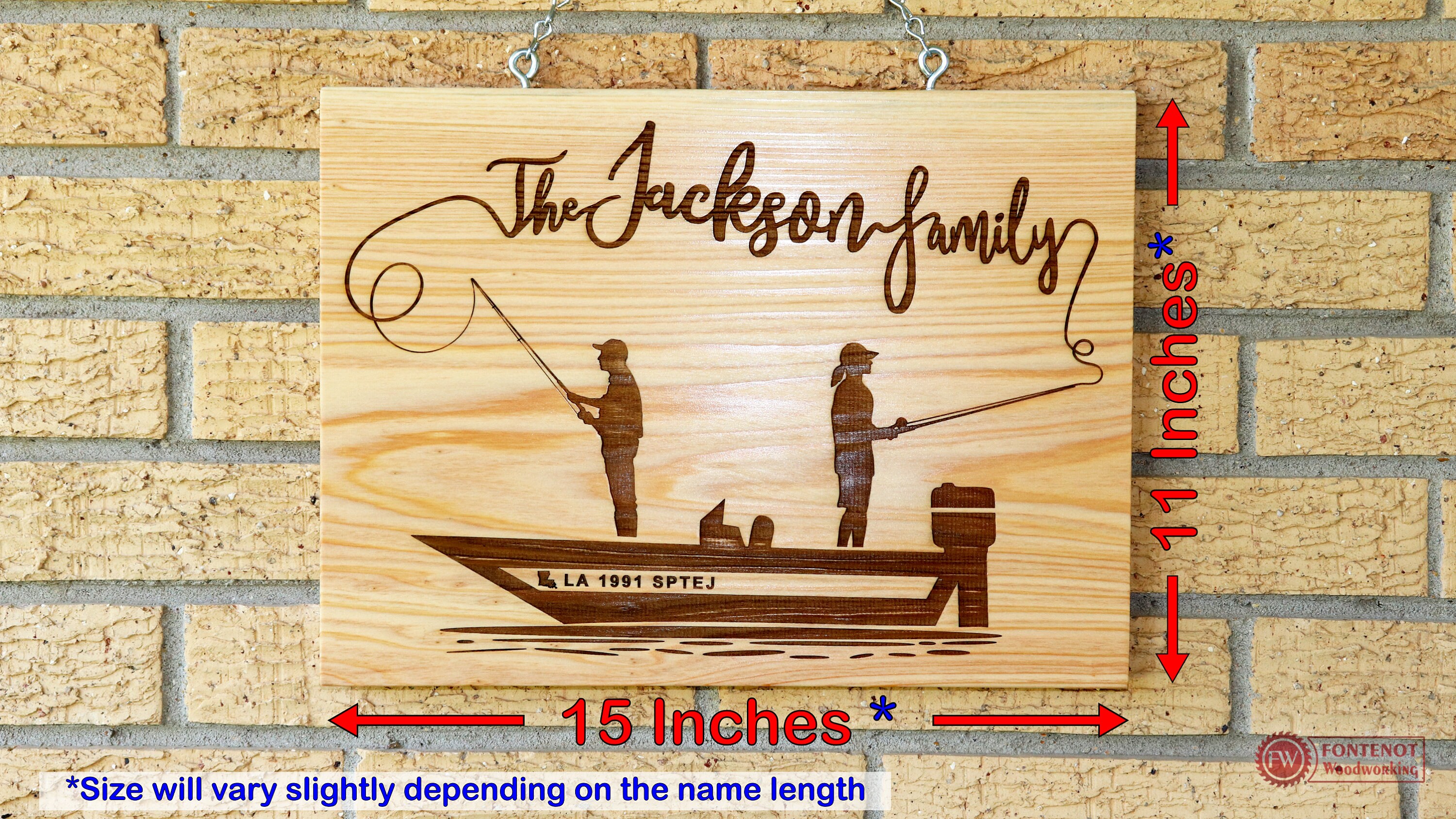 Personalized Cypress Wood Fishing Sign, Laser Engraved, Camping Sign ...