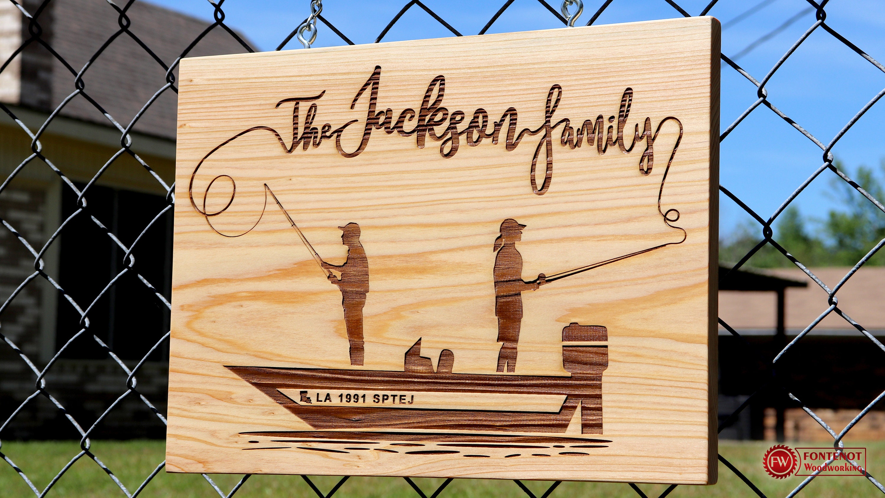 Personalized Cypress Wood Fishing Sign, Laser Engraved, Camping Sign ...