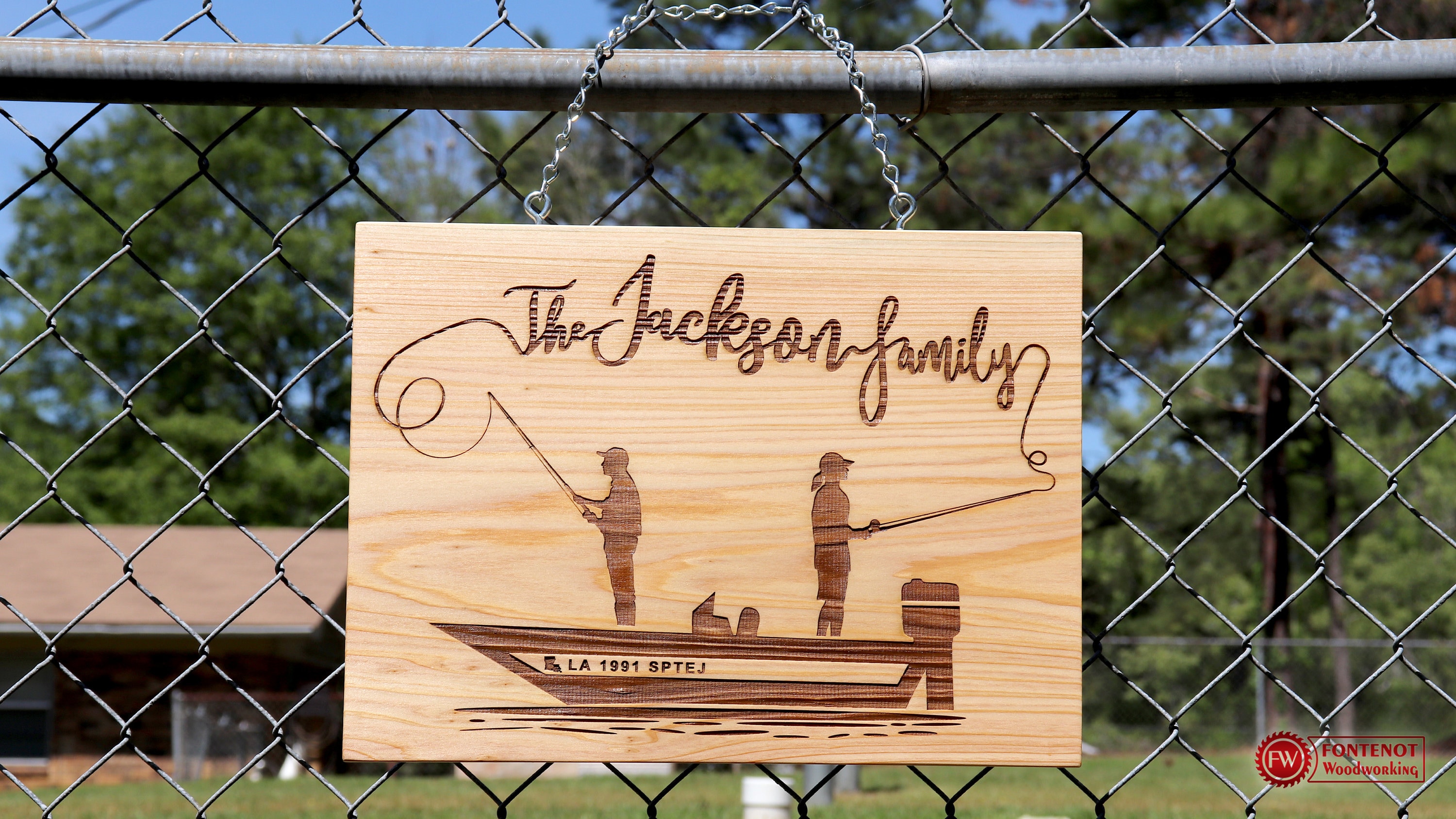 Personalized Cypress Wood Fishing Sign, Laser Engraved, Camping Sign ...