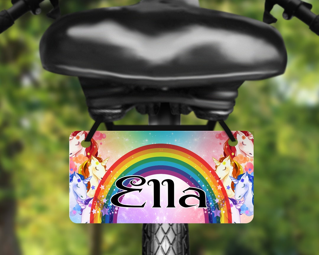 Rainbow and Unicorns Design Bicycle Tag, Bike License Plate Printed ...
