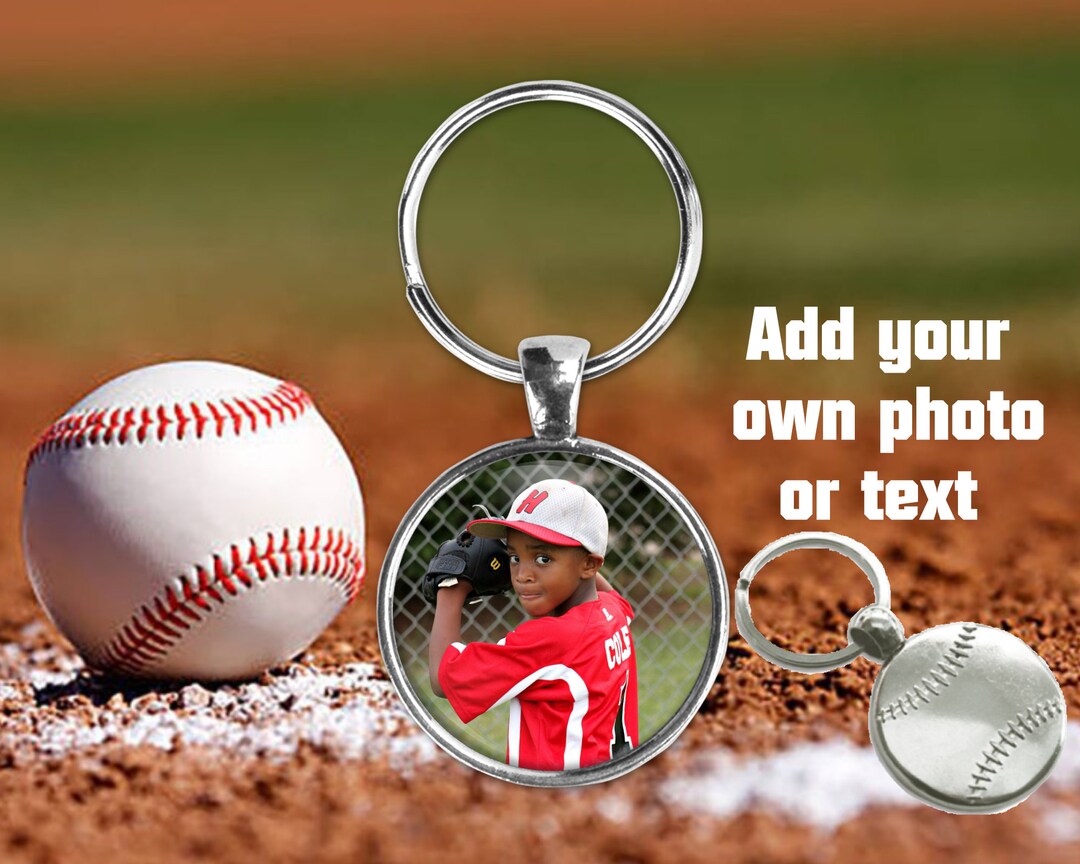 Photo Key-chain - Sports, Baseball Back Metal Keychain - Great Gift for ...