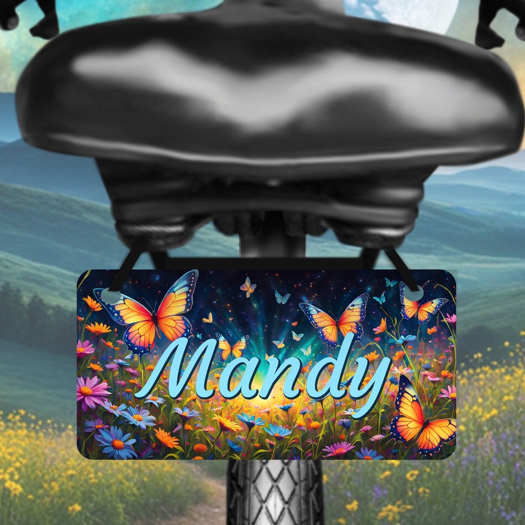 Butterflies Background Design Bicycle Tag, Bike License Plate Printed ...