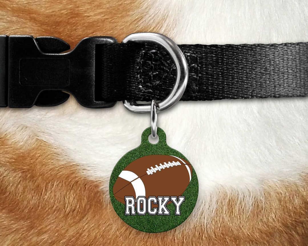 Dog, Pet Tags, Football Sports Design on Round Shaped Tag- Customize ...