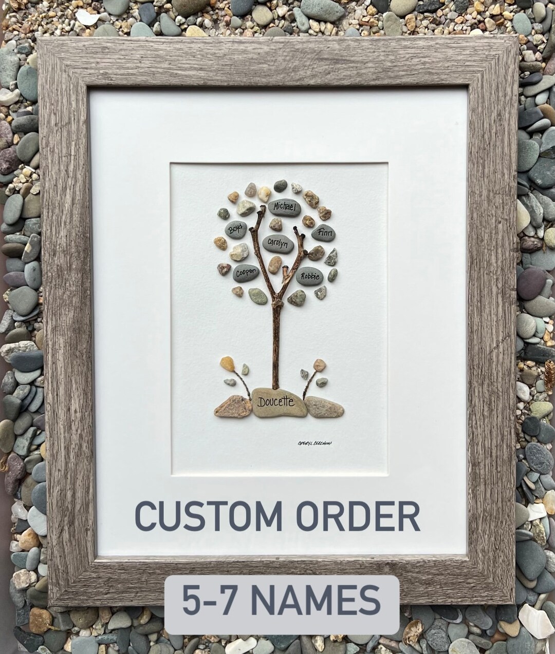 Personalized Gift for Family, Pebble Art, Custom Family Tree ...