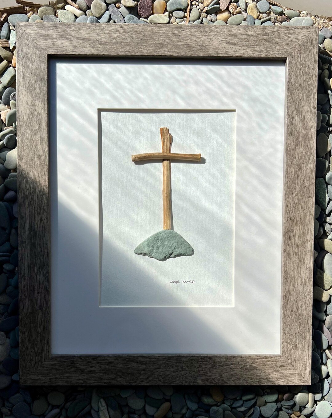 The Cross, Beach Pebble and Reed Handmade, Easter Decor, Gift for ...
