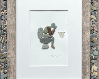 Pebble Art, Man on Toilet, Bathroom Art, Bathroom Wall Decor, Potty Man ...