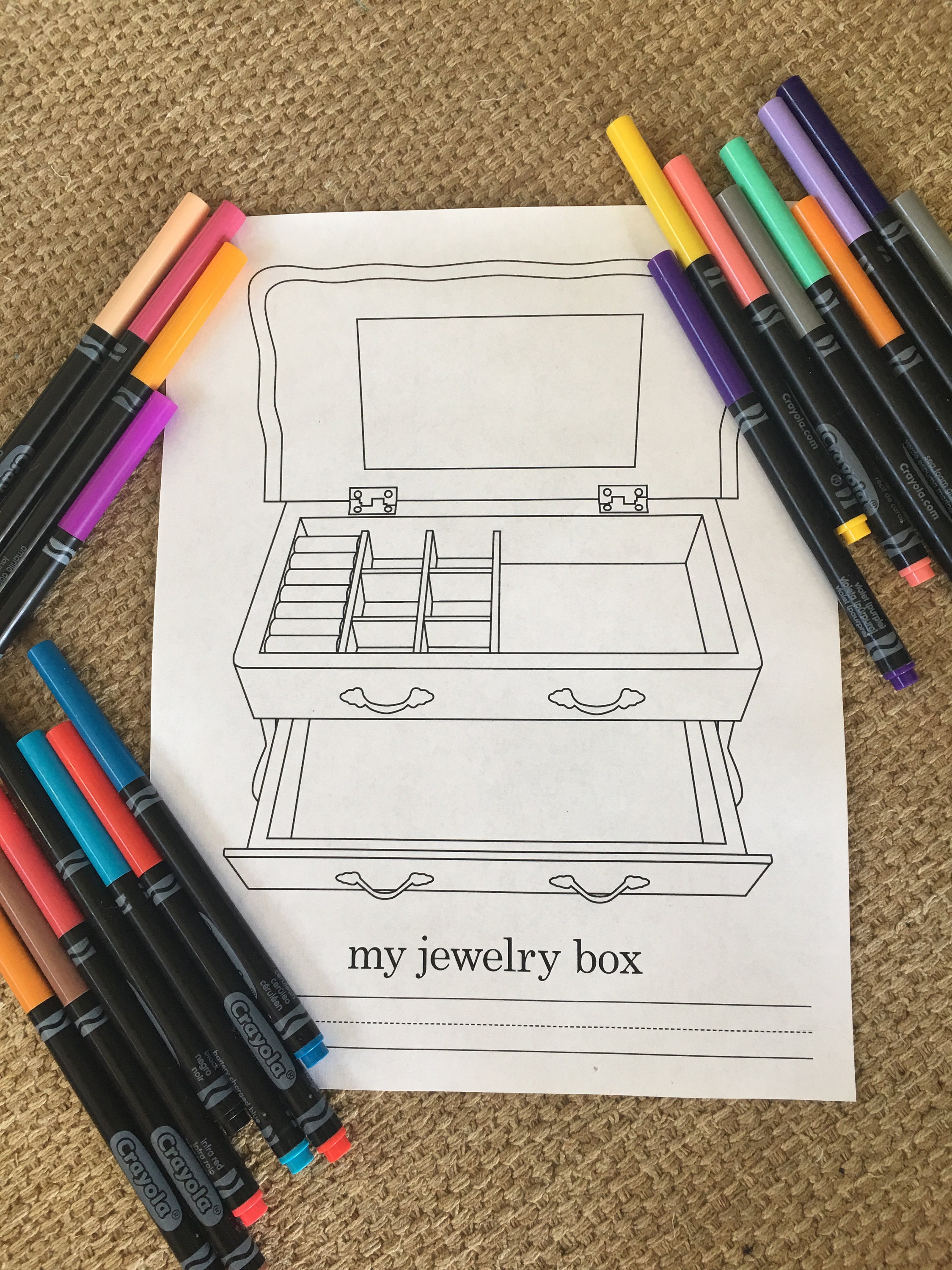 Creative Coloring Sheet - My Jewelry Box - Instant Download PDF - Etsy