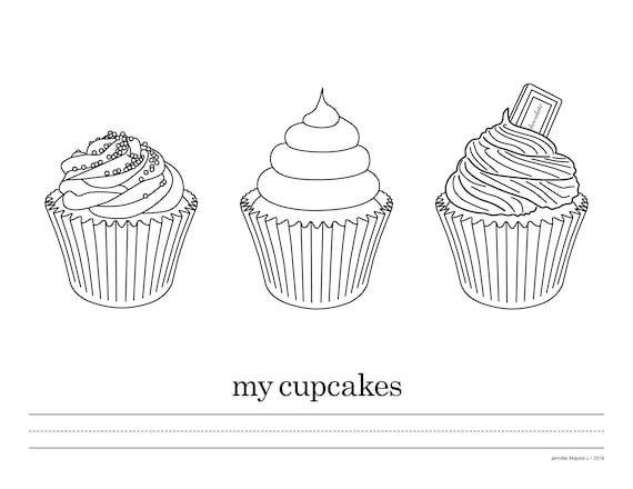 Coloring Sheet My Cupcakes Instant Download PDF | Etsy