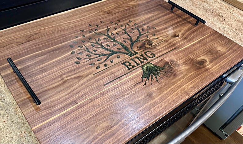 Custom Walnut Stove Top Cover: Personalized Serving Board, Kitchen ...