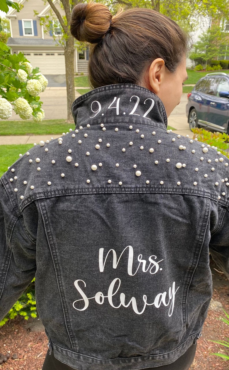 Bride Denim Jacket Pearl Jean Jacket Bride Jean Jacket - Etsy