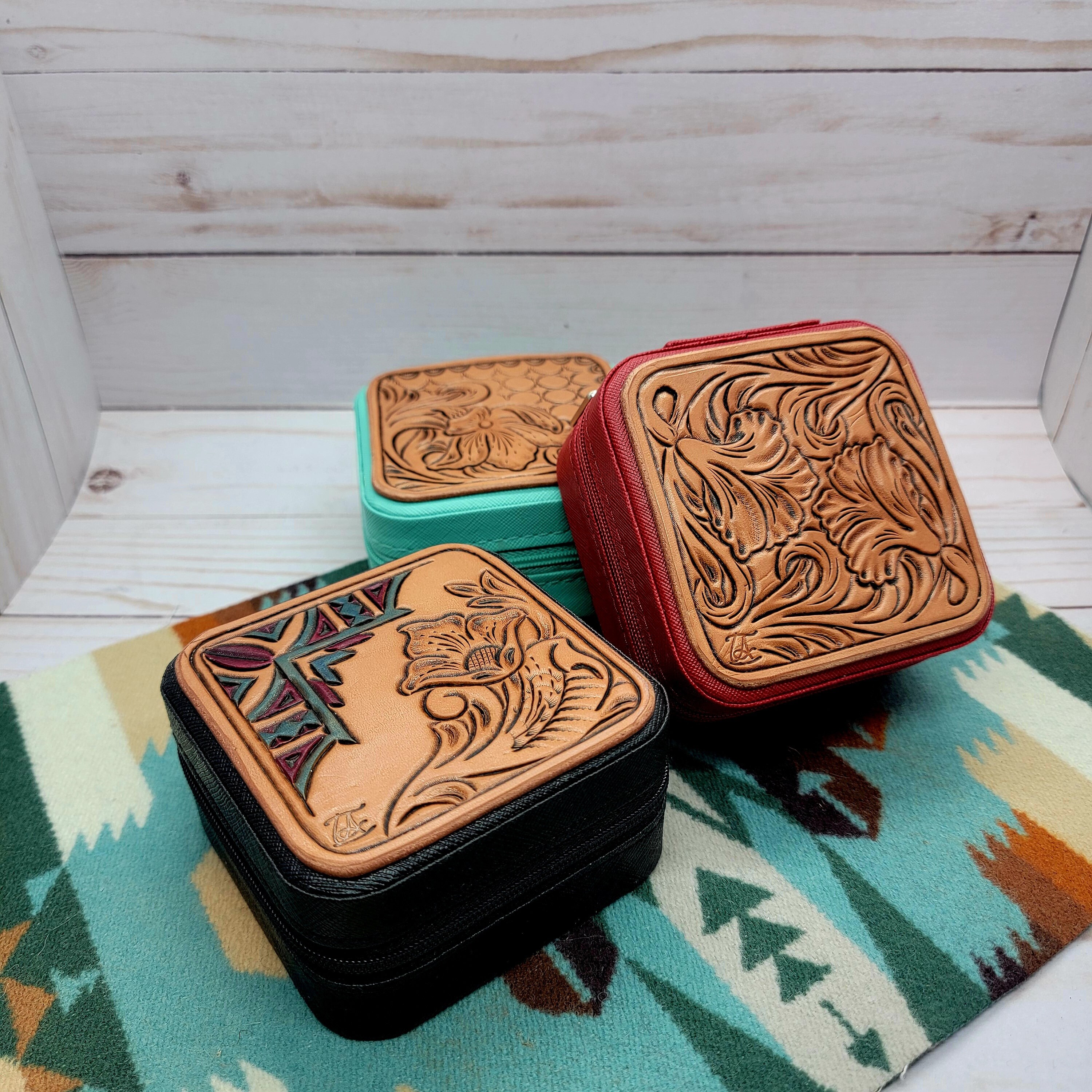 Tooled Leather Jewlery Travel Box - Etsy