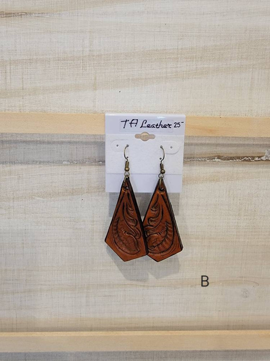 Tooled Leather Earrings - Etsy