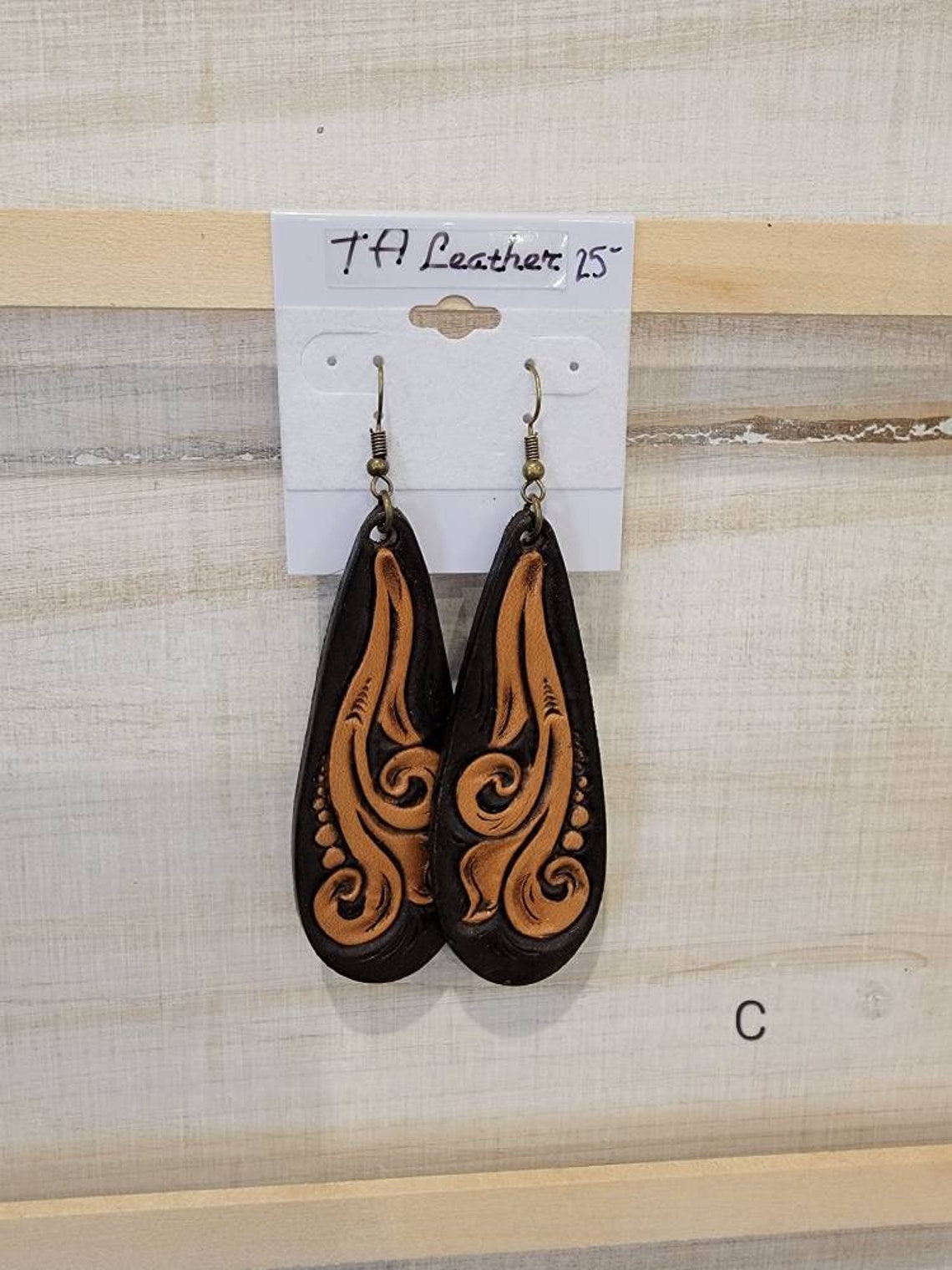 Tooled Leather Earrings - Etsy