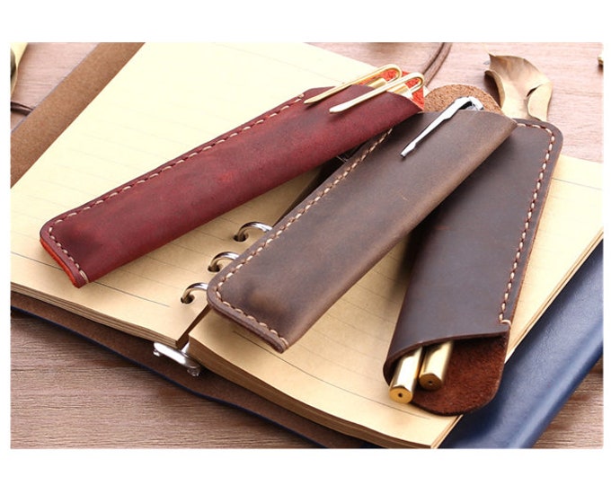 Personalized Leather Pen Sleeve Custom Engraved Leather Pen Pouch ...