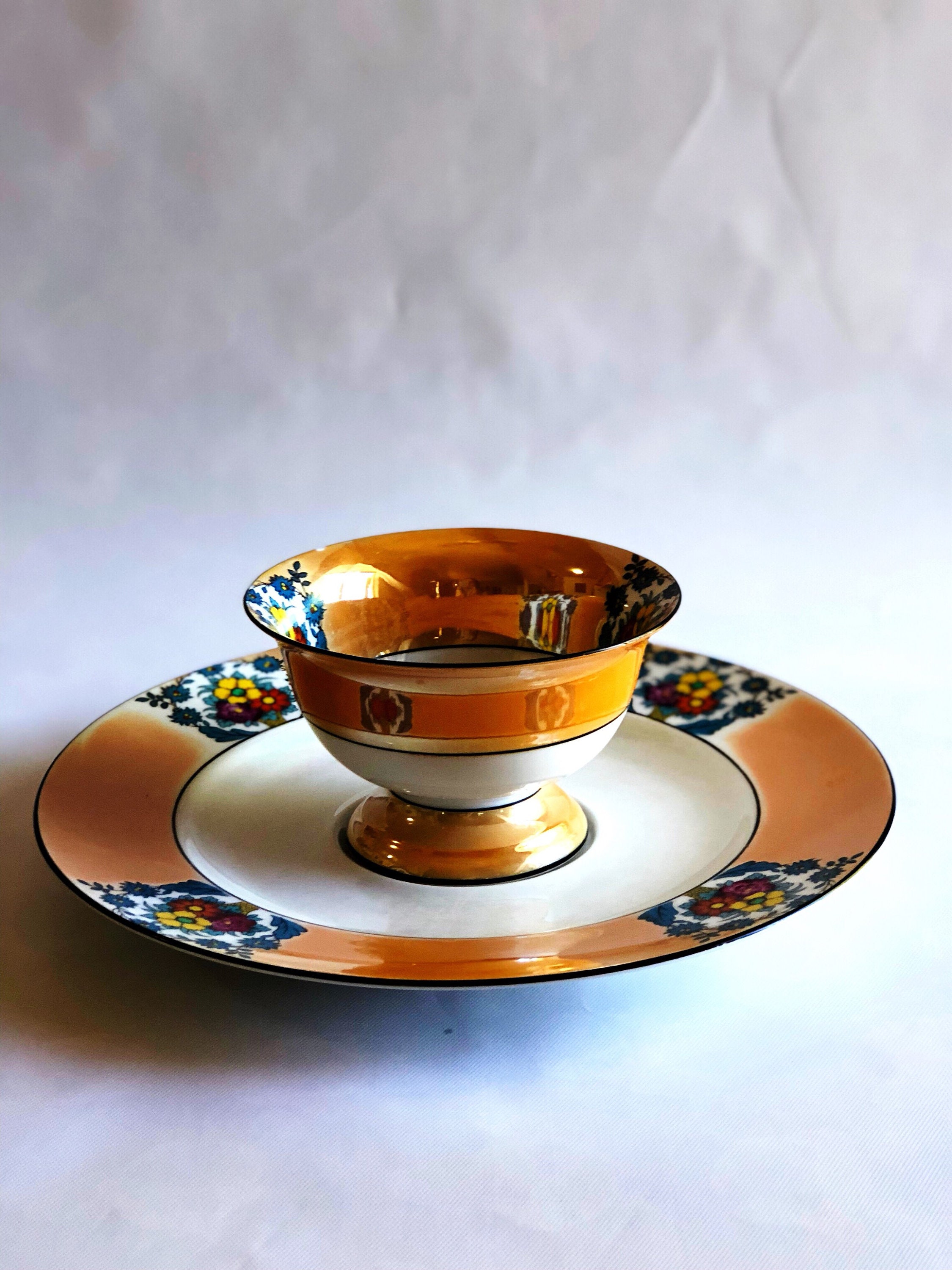 Vintage Noritake Lusterware Footed Bowl and Serving Platter Set - Etsy