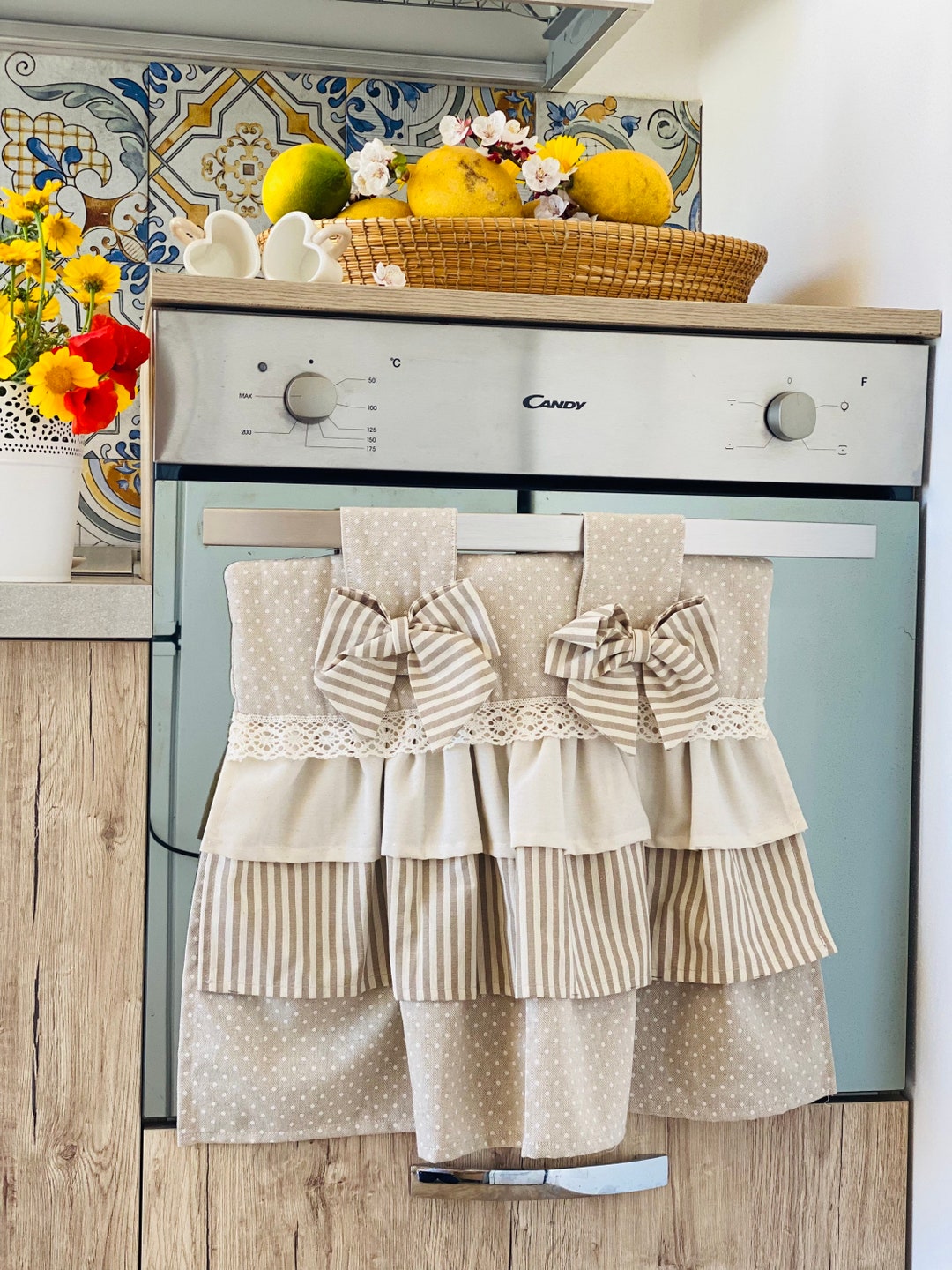 Oven Cover With Flounces, Shabby Chic Oven Cover, Shabby Oven Cover ...