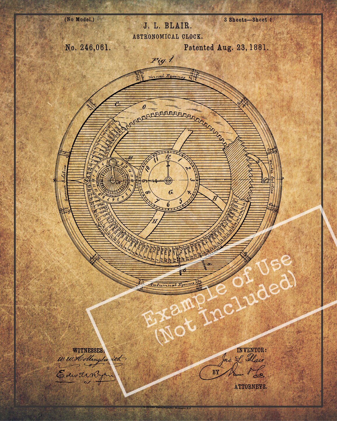 INSTANT DOWNLOAD - Astronomical Clock, Patent Print, Patent, Clock ...