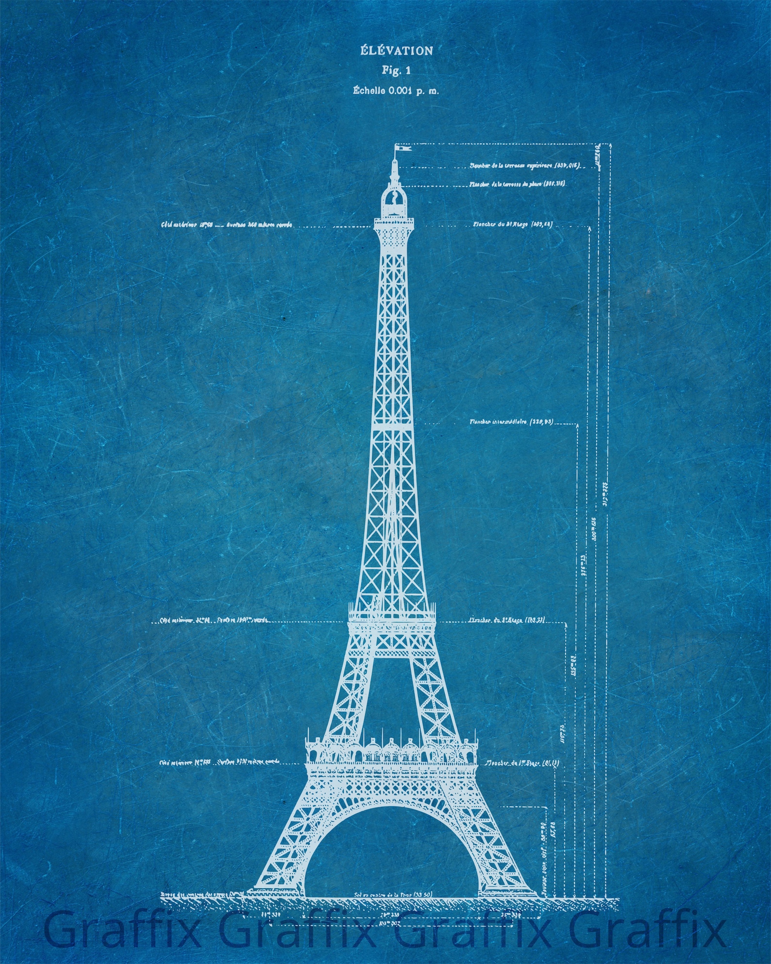 INSTANT DOWNLOAD - Eiffel Tower Plans Blueprint, French Decor ...