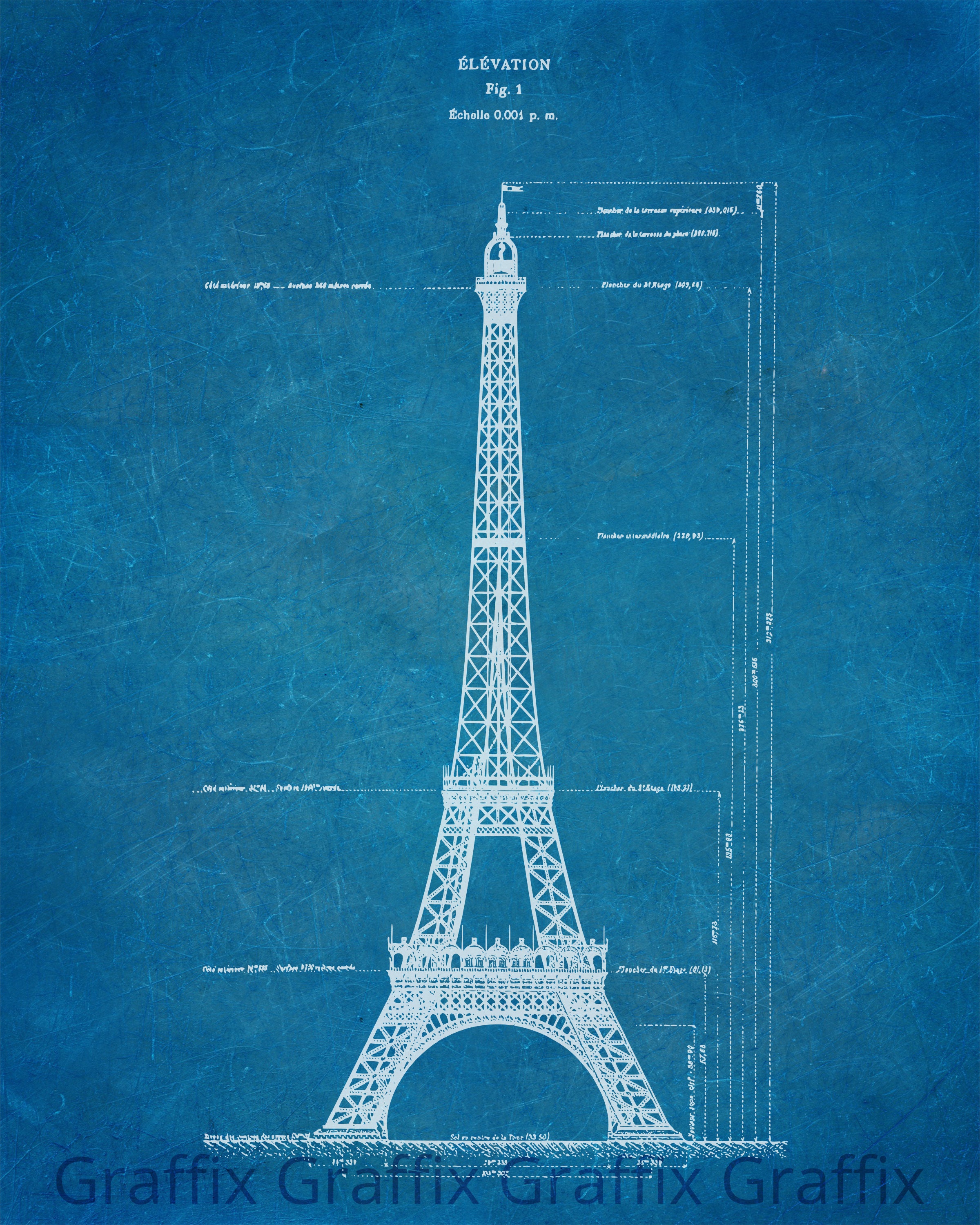 INSTANT DOWNLOAD - Eiffel Tower Plans Blueprint, French Decor ...