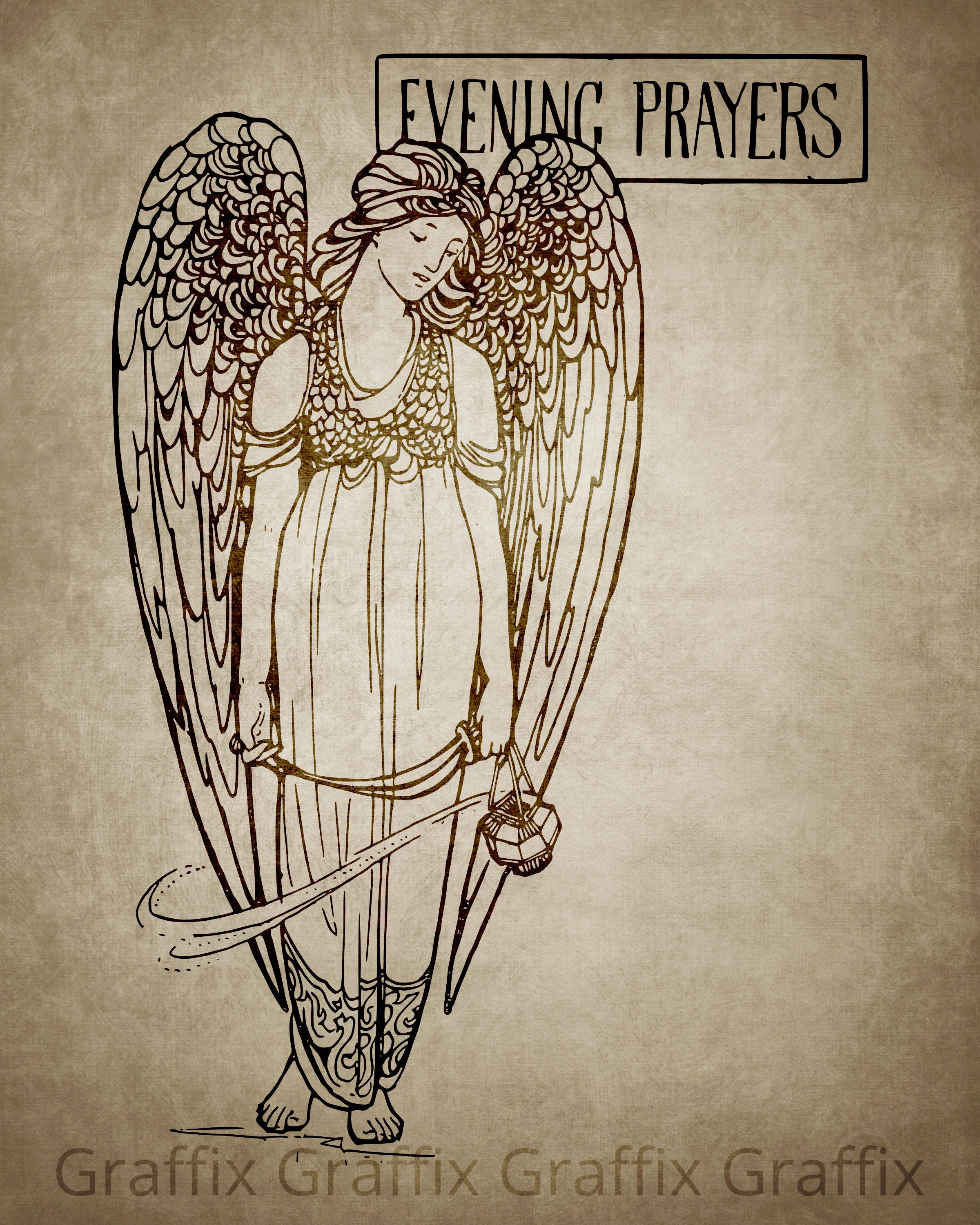 INSTANT DOWNLOAD Evening Prayers Angel Print Angel Art | Etsy