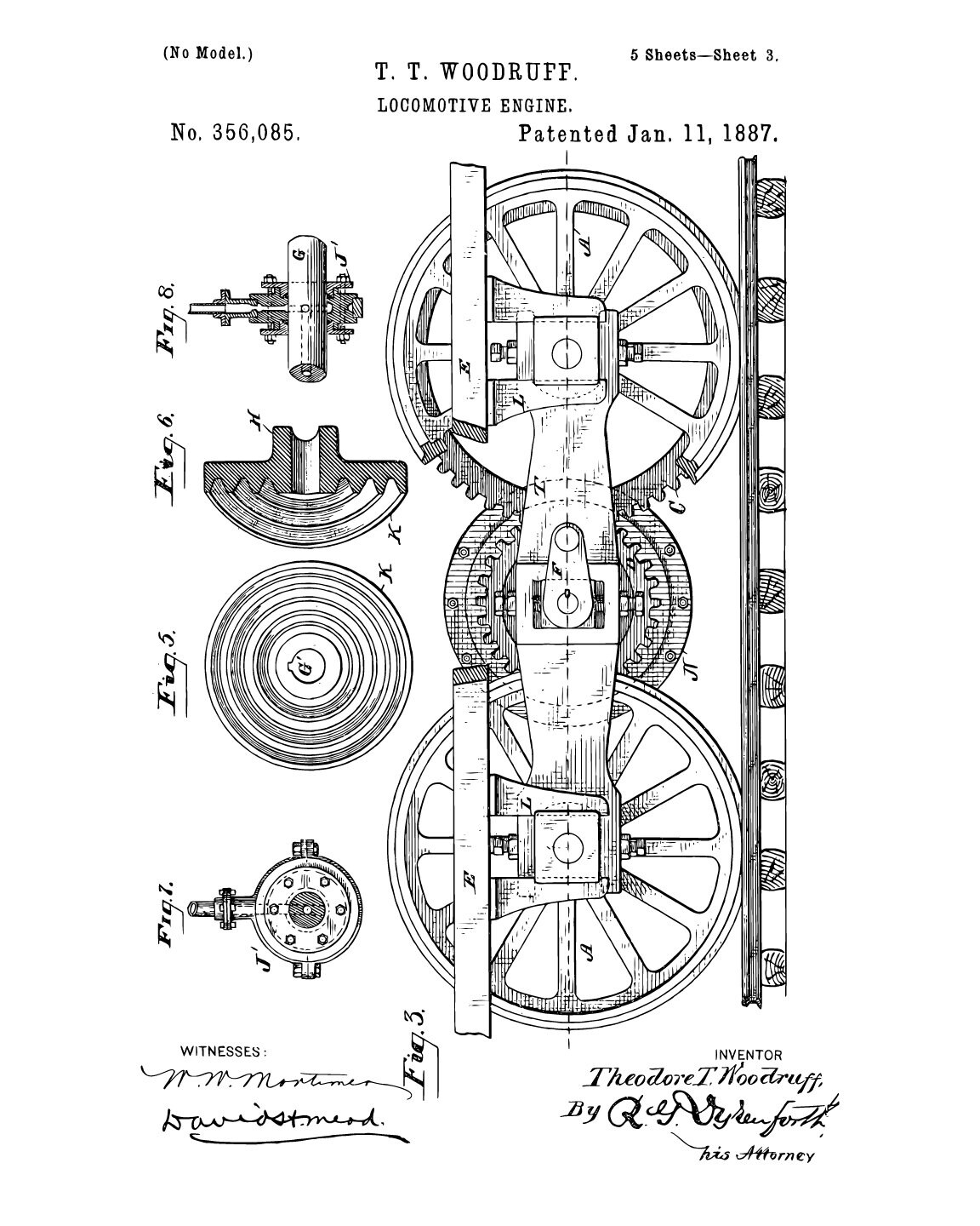 INSTANT DOWNLOAD - Locomotive Wheel, Train, Vehicle, Patent Print ...