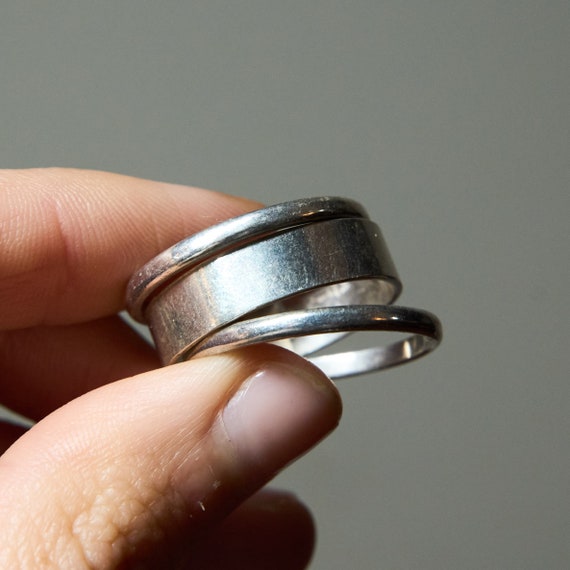 Stacked Sterling Silver ring, flat shine middle. - Gem