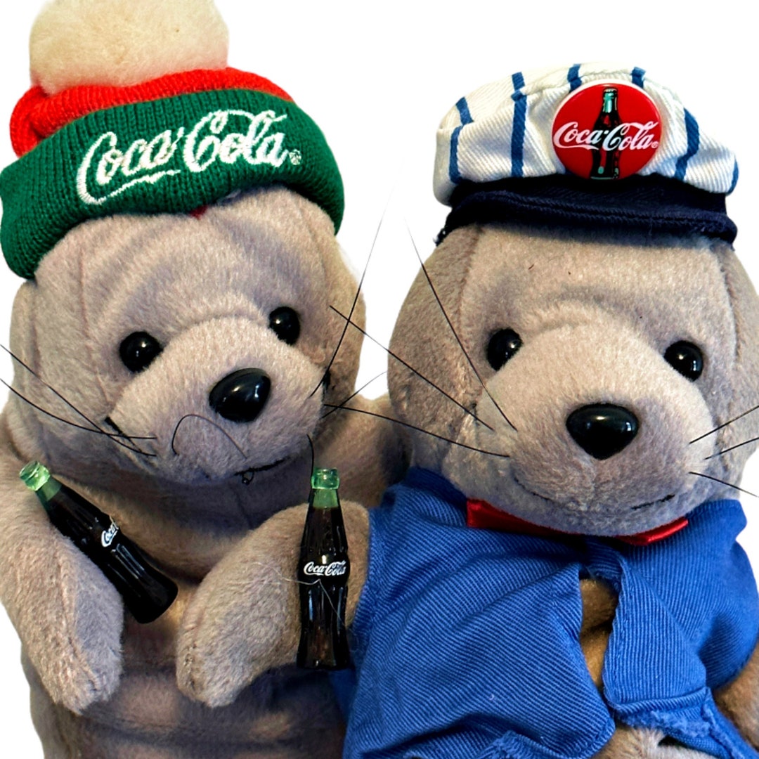 Lot of Two (2) Vintage Coca Cola Bean Bag Seals Stuffed Animal 8 ...