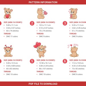 Bear Cub Set 6 Cross Stitch Pattern Embroidery Pattern - Etsy