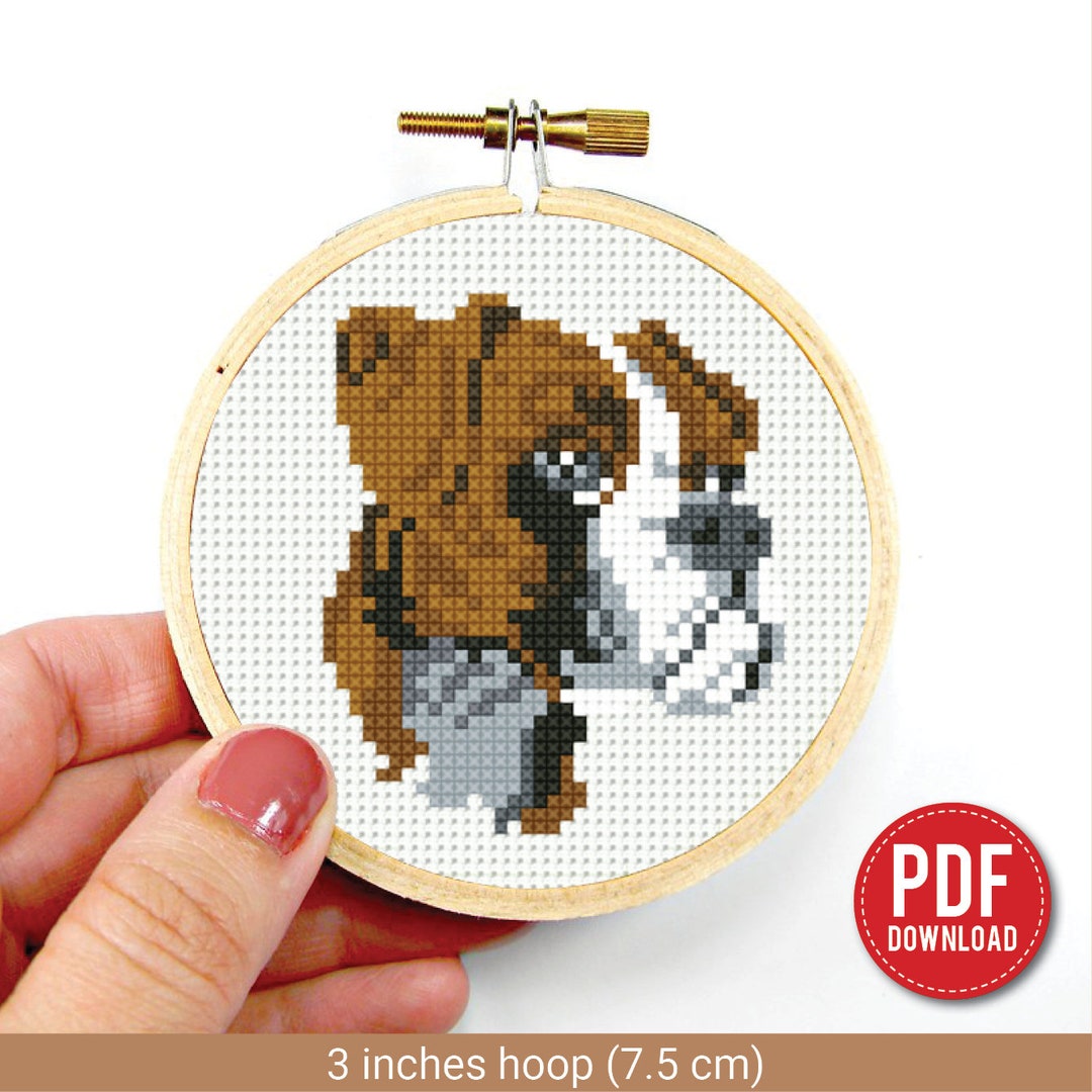 Boxer Breed Mini Cross Stitch Pattern, Contemporary Dog Pet, Animal ...