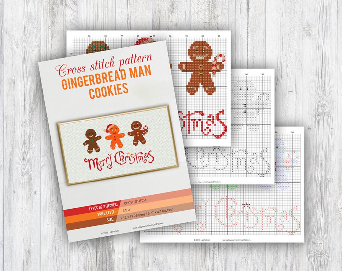 Gingerbread Man Cookies Cross Stitch Pattern Embroidery | Etsy