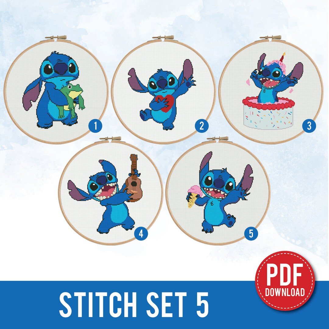 Lilo and Stitch Set 2 5 Cross Stitch Pattern Embroidery Pattern Instant ...