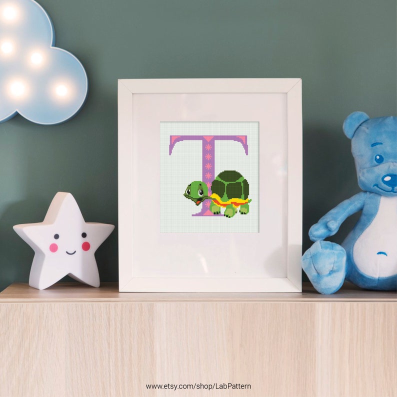 Letter T Turtle ABC Cross Stitch Pattern | Embroidery Pattern | Instant ...