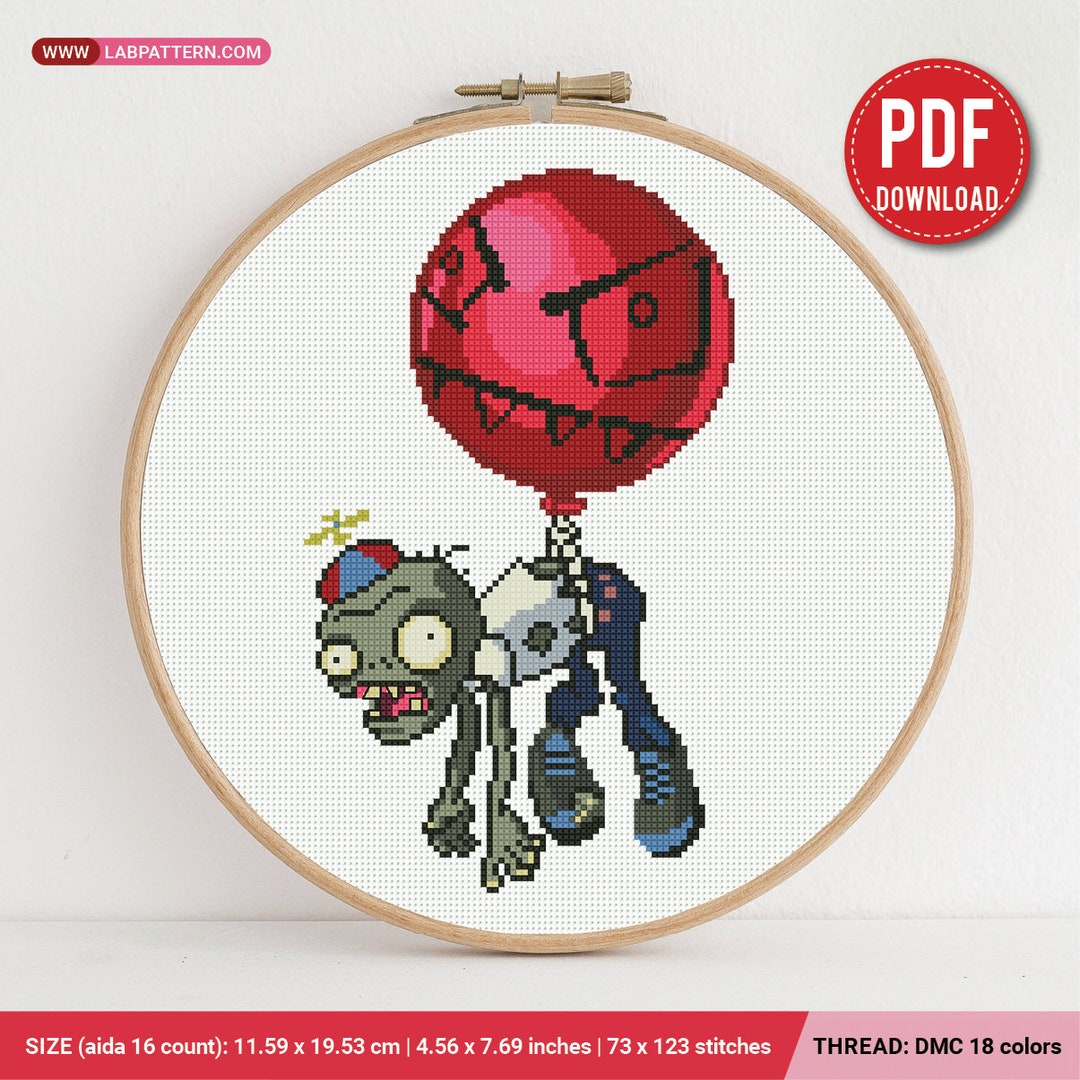 Balloon Zombie Cross Stitch Patterns, Pattern Plants Vs Zombies ...