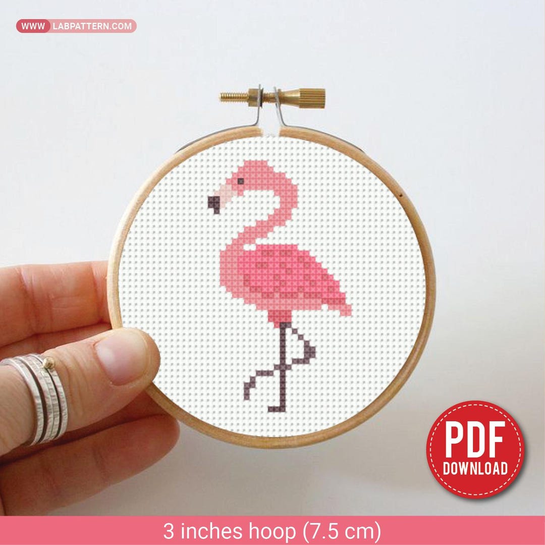Mini Pink Flamingo Cross Stitch Pattern, Contemporary, Bird, Animals ...