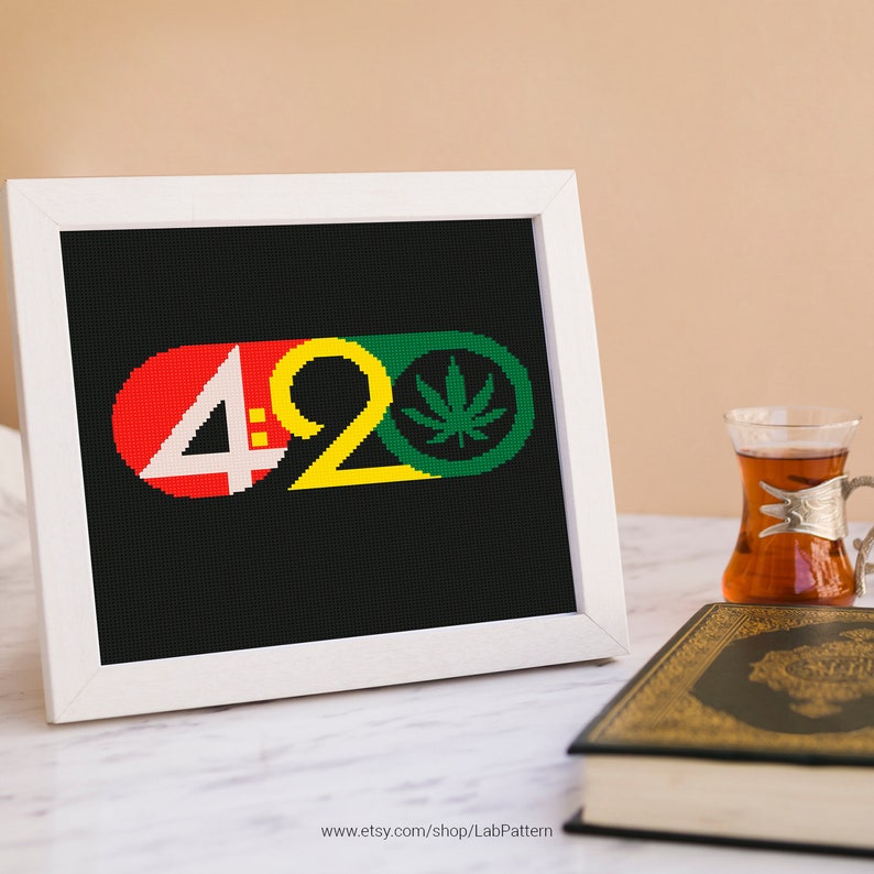 Four Twenty Weed Cross Stitch Pattern Embroidery Pattern | Etsy