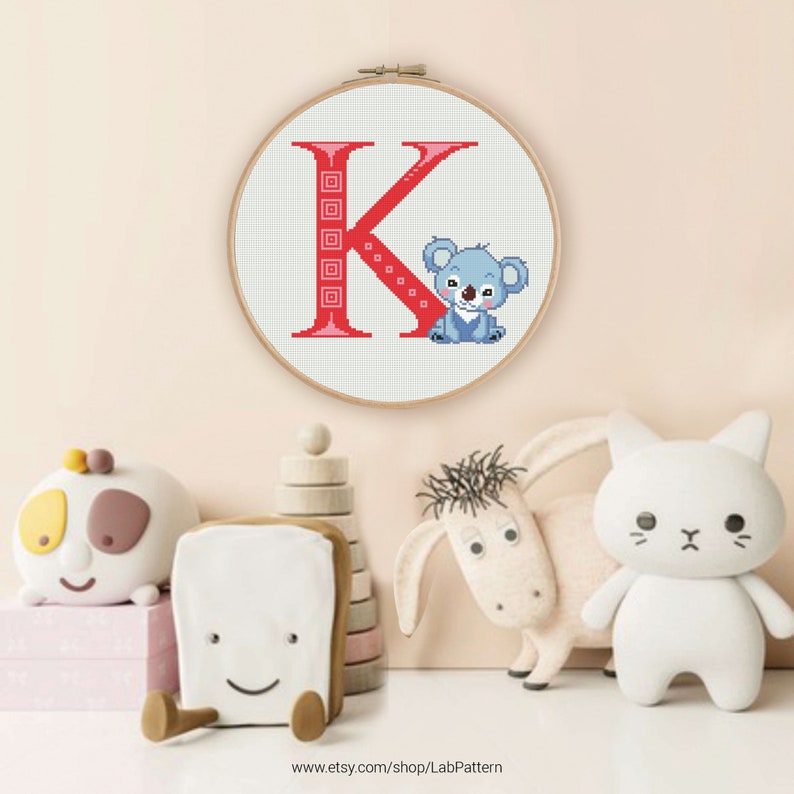 Letter K Koala ABC Cross Stitch Pattern | Embroidery Pattern | Instant ...