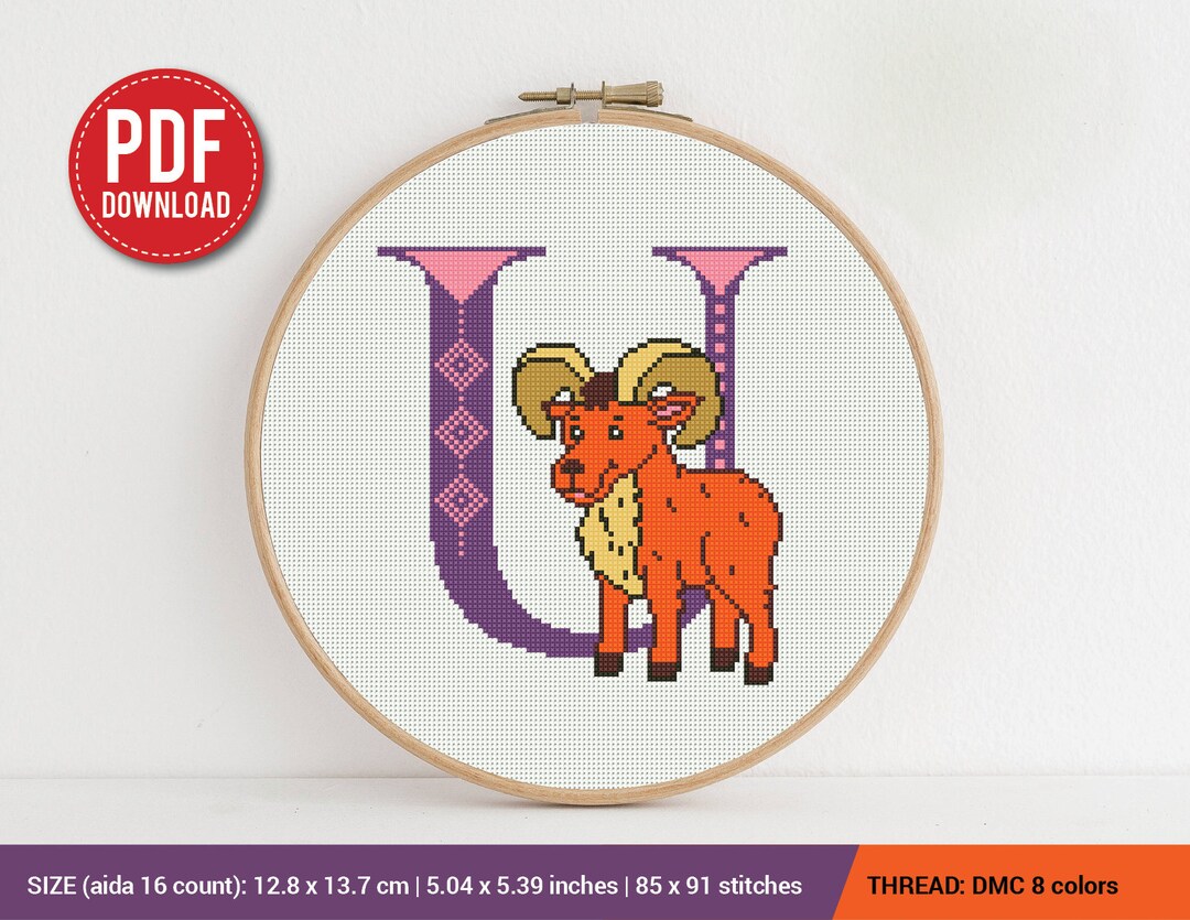 Letter U Urial ABC Cross Stitch Pattern | Embroidery Pattern | Instant ...
