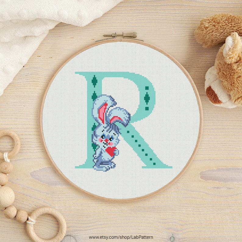 Letter R Rabbit ABC Cross Stitch Pattern Embroidery Pattern - Etsy