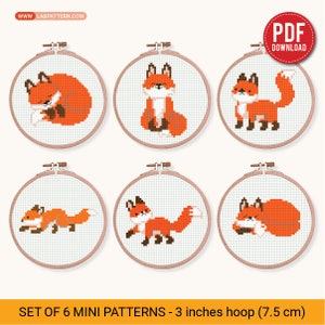 Bundle 6 Mini Foxes Cross Stitch Pattern, Tiny Animal, Nature, Animals ...