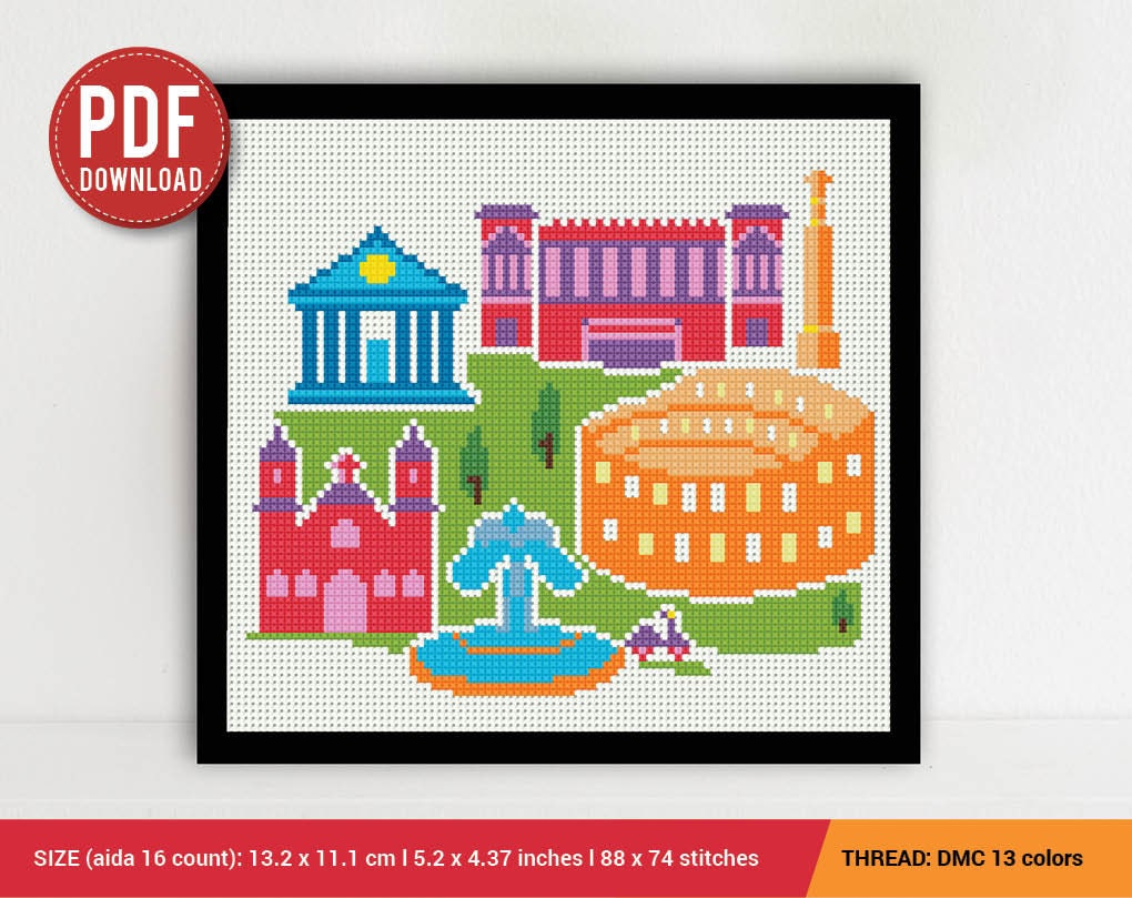 Rome City Cross stitch pattern Embroidery Pattern Instant | Etsy