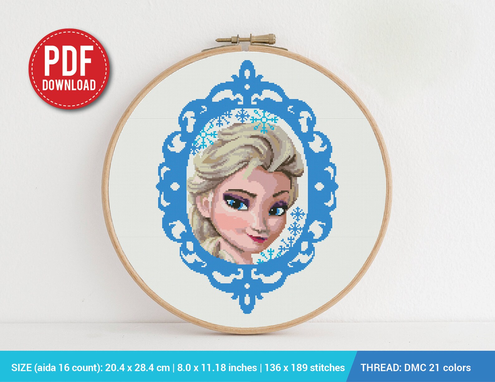 Elsa Frozen Snowflake Cross Stitch Pattern Embroidery - Etsy