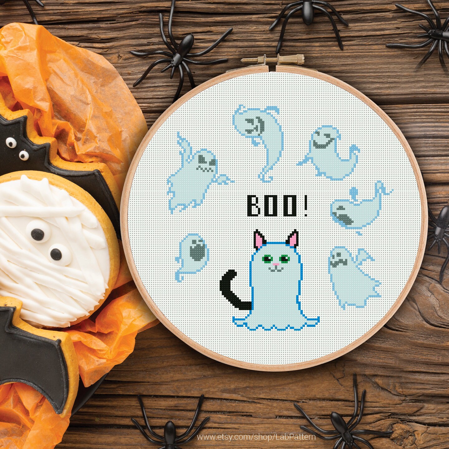 Halloween Ghosts Cross Stitch Pattern Embroidery Pattern - Etsy