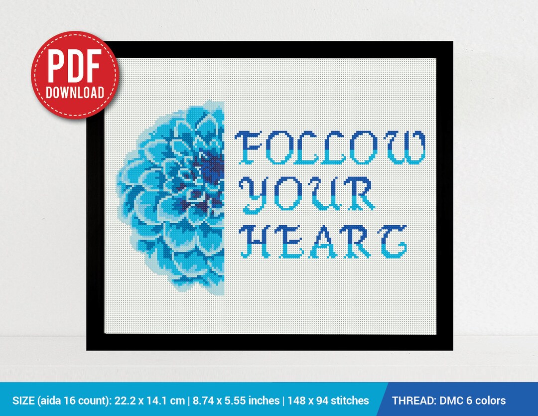 Blue Flower Cross Stitch Pattern | Embroidery Pattern | Instant ...