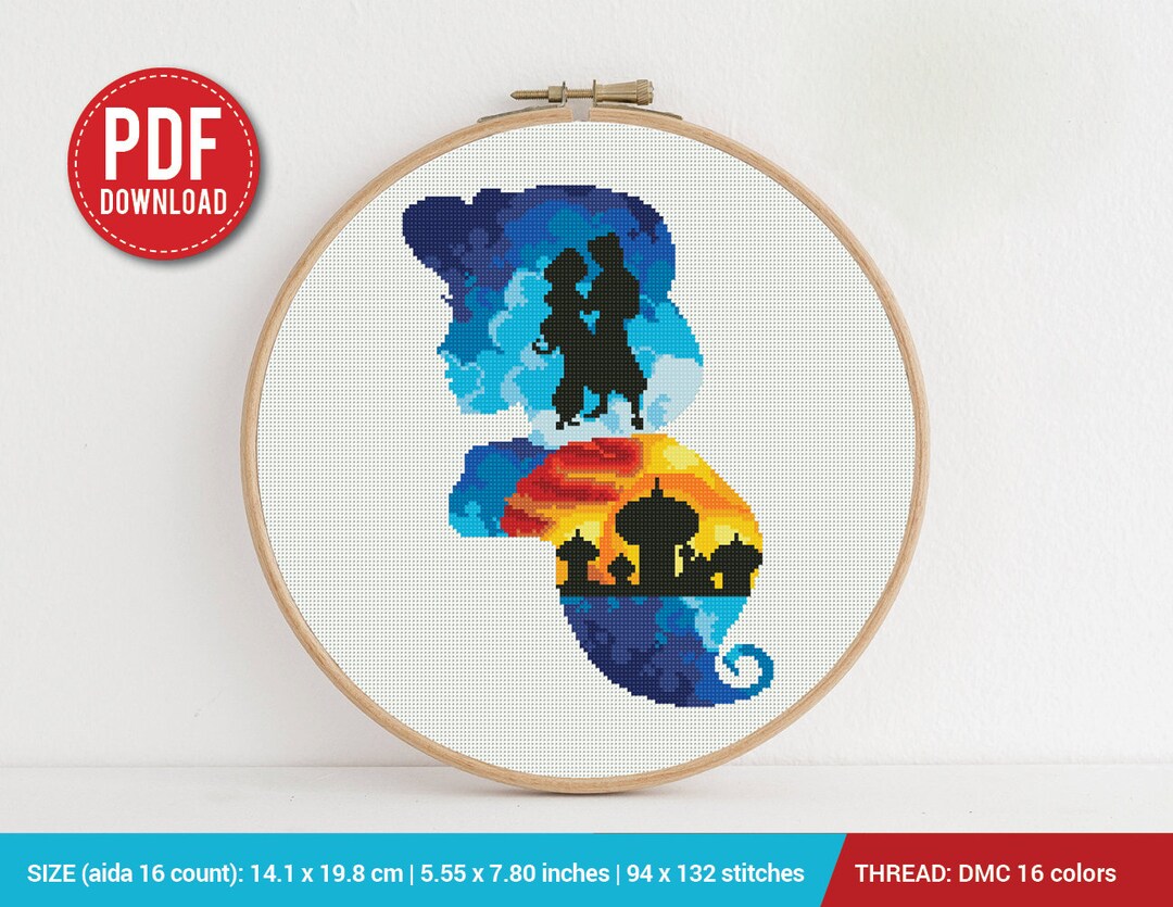 Princess Jasmine Silhouette Cross Stitch Pattern | Embroidery Pattern ...