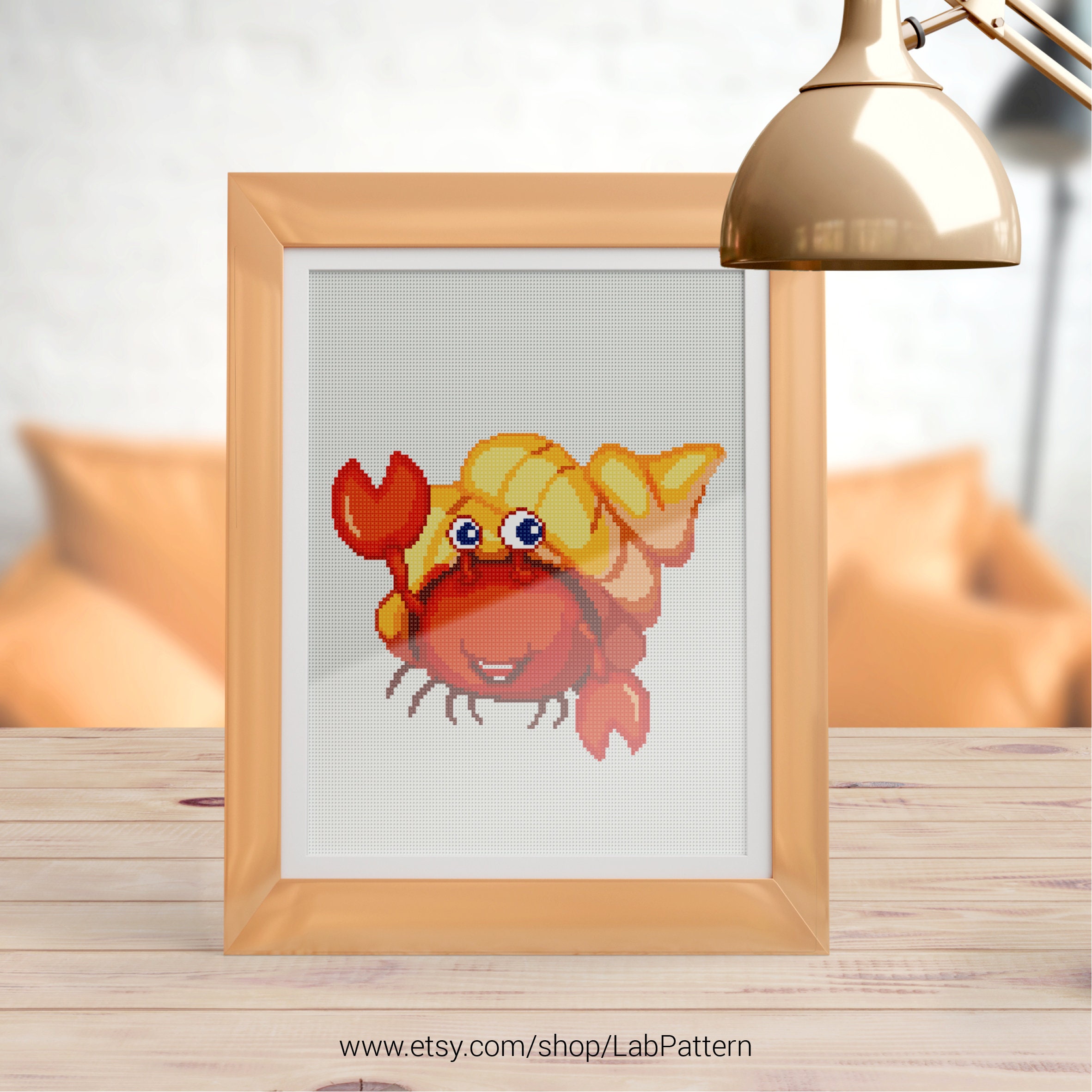 Crab With Shell Cross Stitch Pattern Embroidery Pattern | Etsy