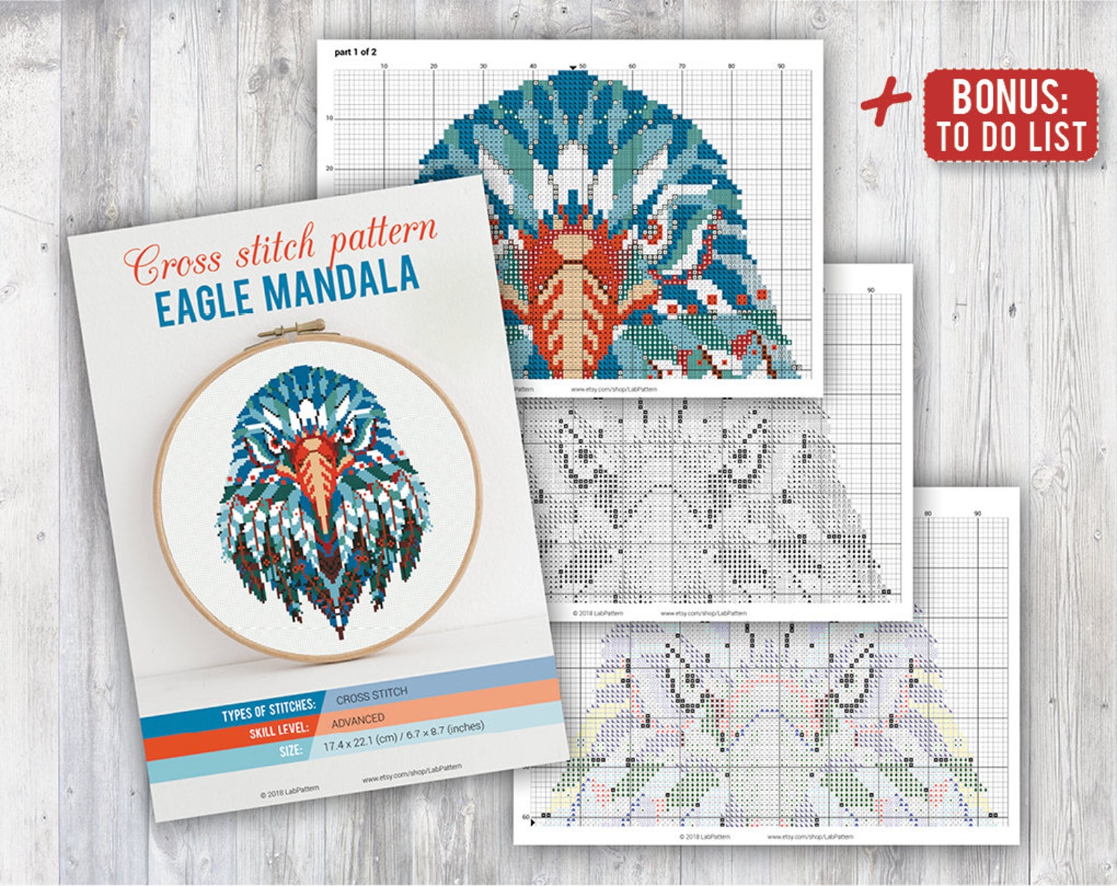 Mandala Eagle Cross Stitch Pattern Bird Embroidery Pattern - Etsy