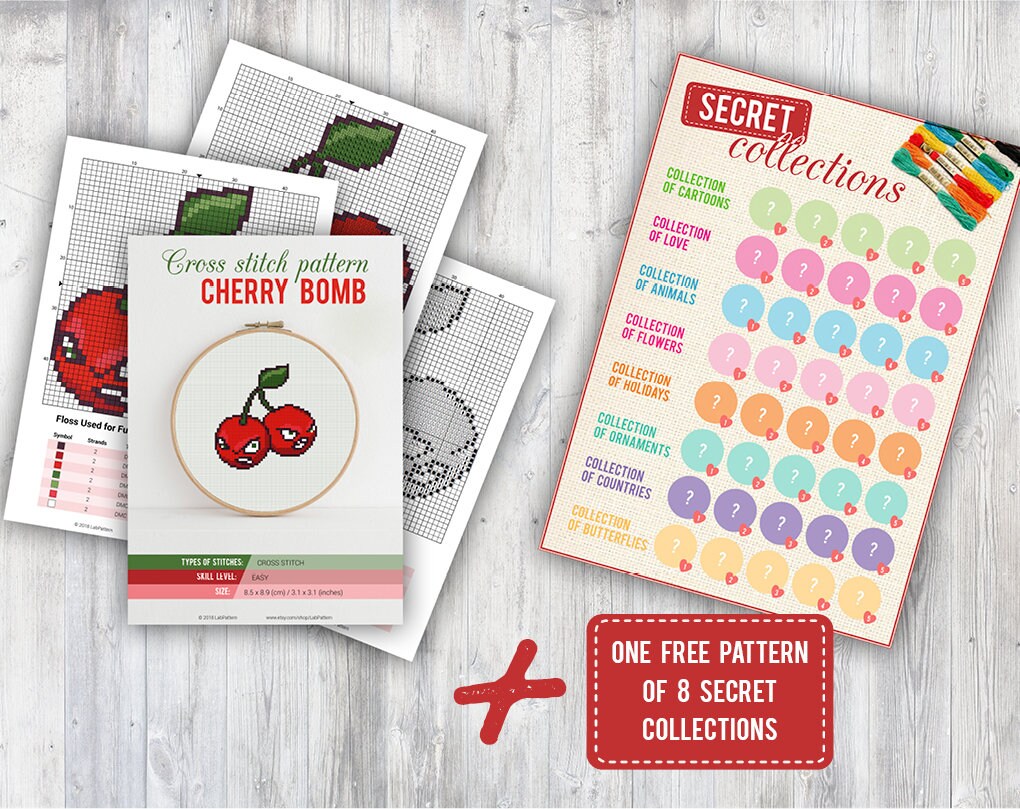Cross Stitch Pattern Cherry Bomb Cross Stitch Pattern Plants - Etsy